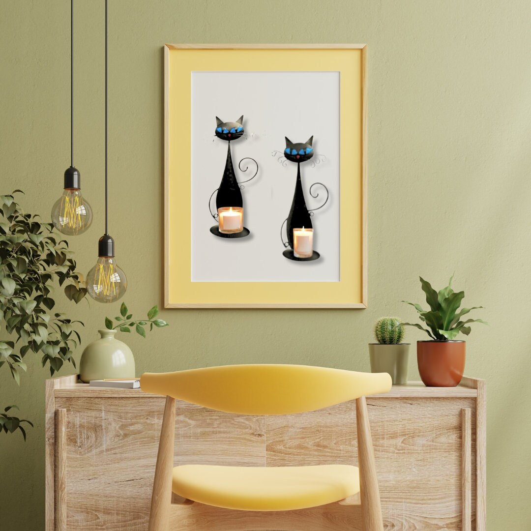 Mid Century Modern Atomic Cat Sconces With Glow-in-the-dark Eyes Set of ...
