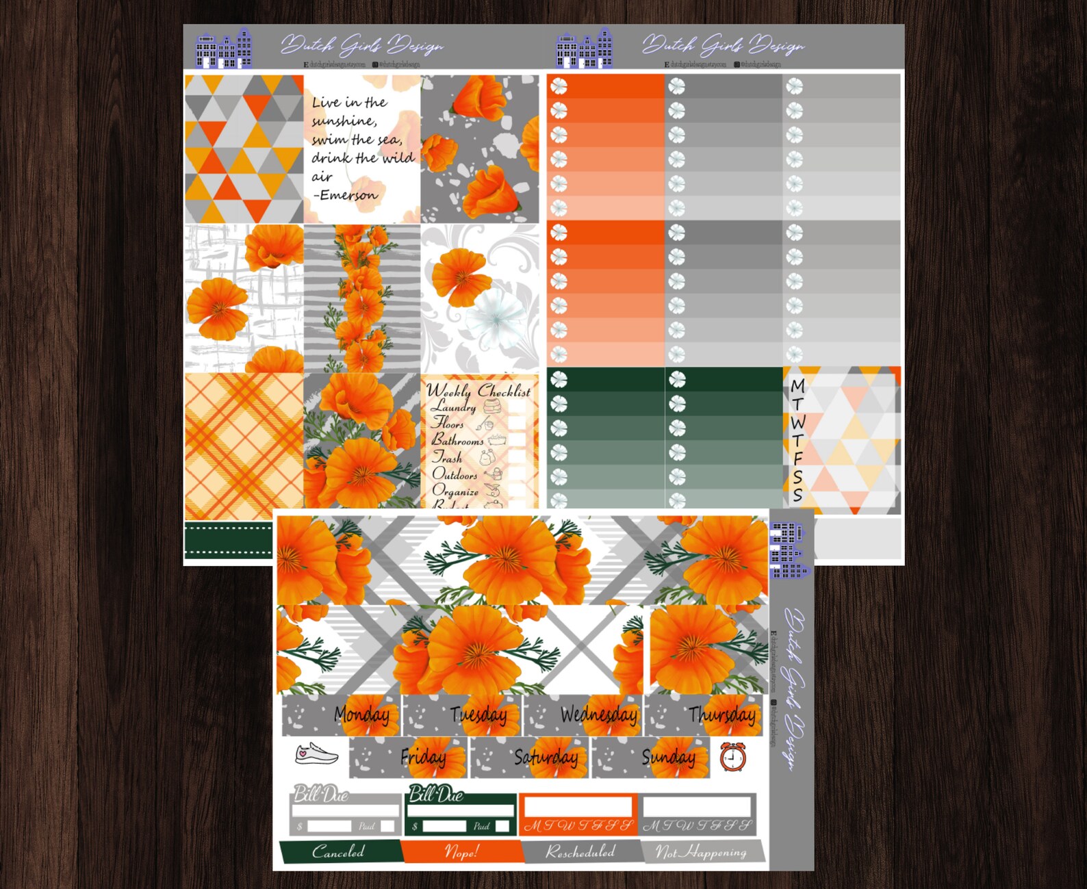 California Poppies Poppies Weekly Planner Kit California | Etsy