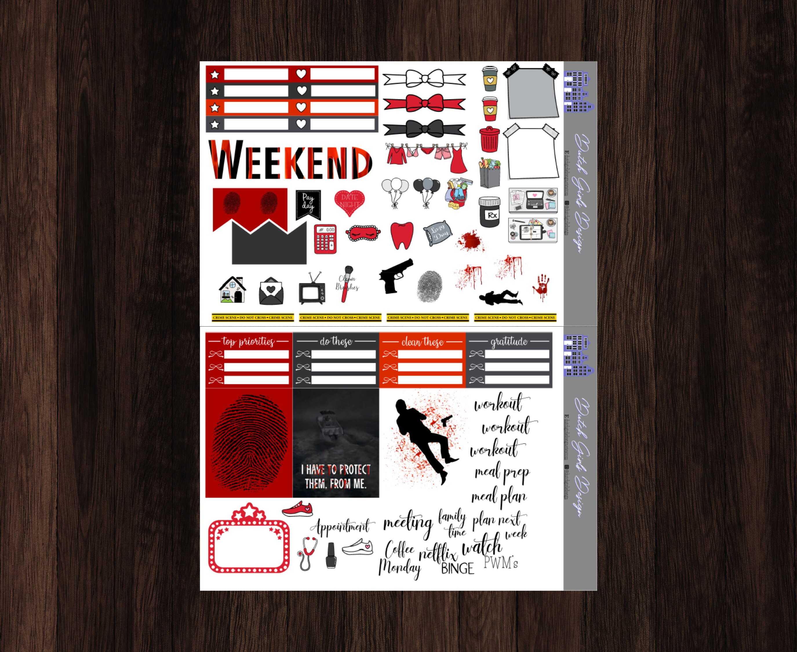 Murder Planner Kit Dexter Planner Kit Dexter Weekly Planner Kit Paper ...