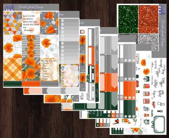 California Poppies Poppies Weekly Planner Kit California | Etsy