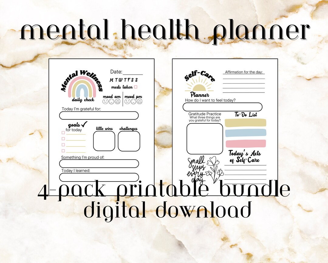 Mental Health Daily Checklist, Self Care Planner With Goals and ...