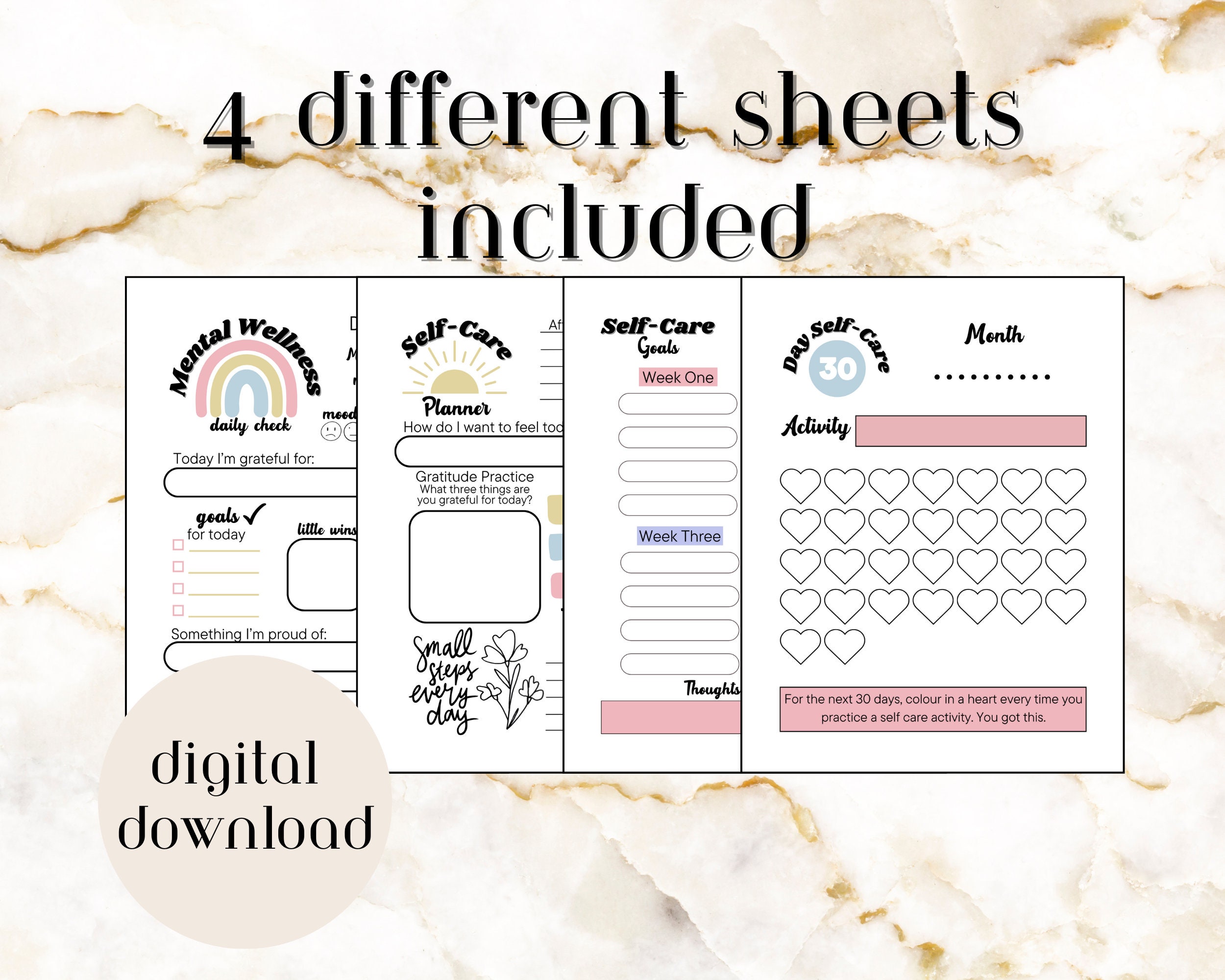 Mental Health Daily Checklist, Self Care Planner With Goals and ...