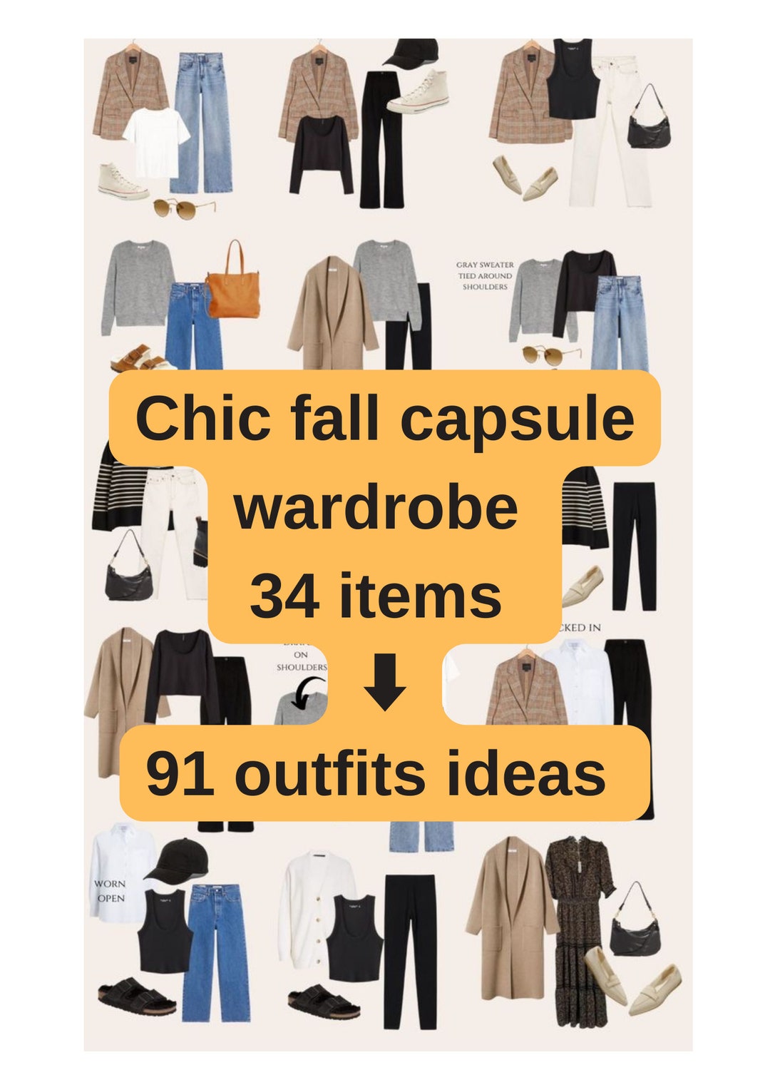 34 Items 91 Outfits Ideas Chic Fall Capsule Wardrobe - Etsy