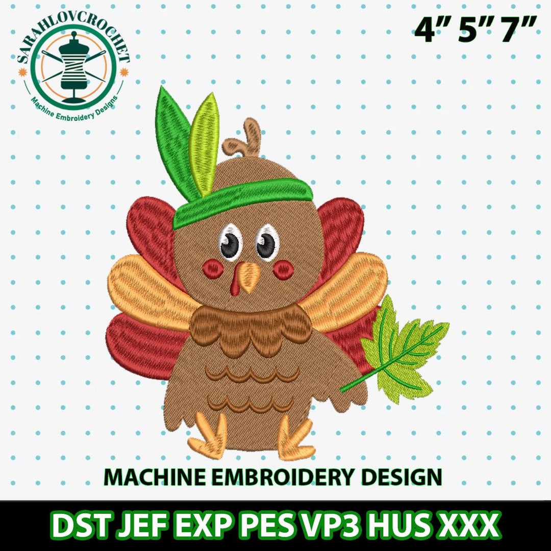 Thankful Turkey Embroidery File Thanksgiving Turkey - Etsy