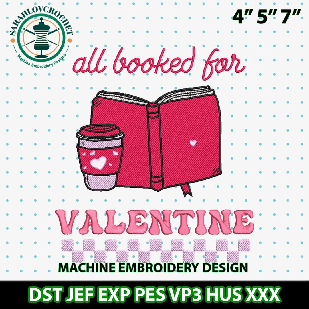 Valentine Sweet Book Embroidery Design, Happy Valentine Day Embroidery ...