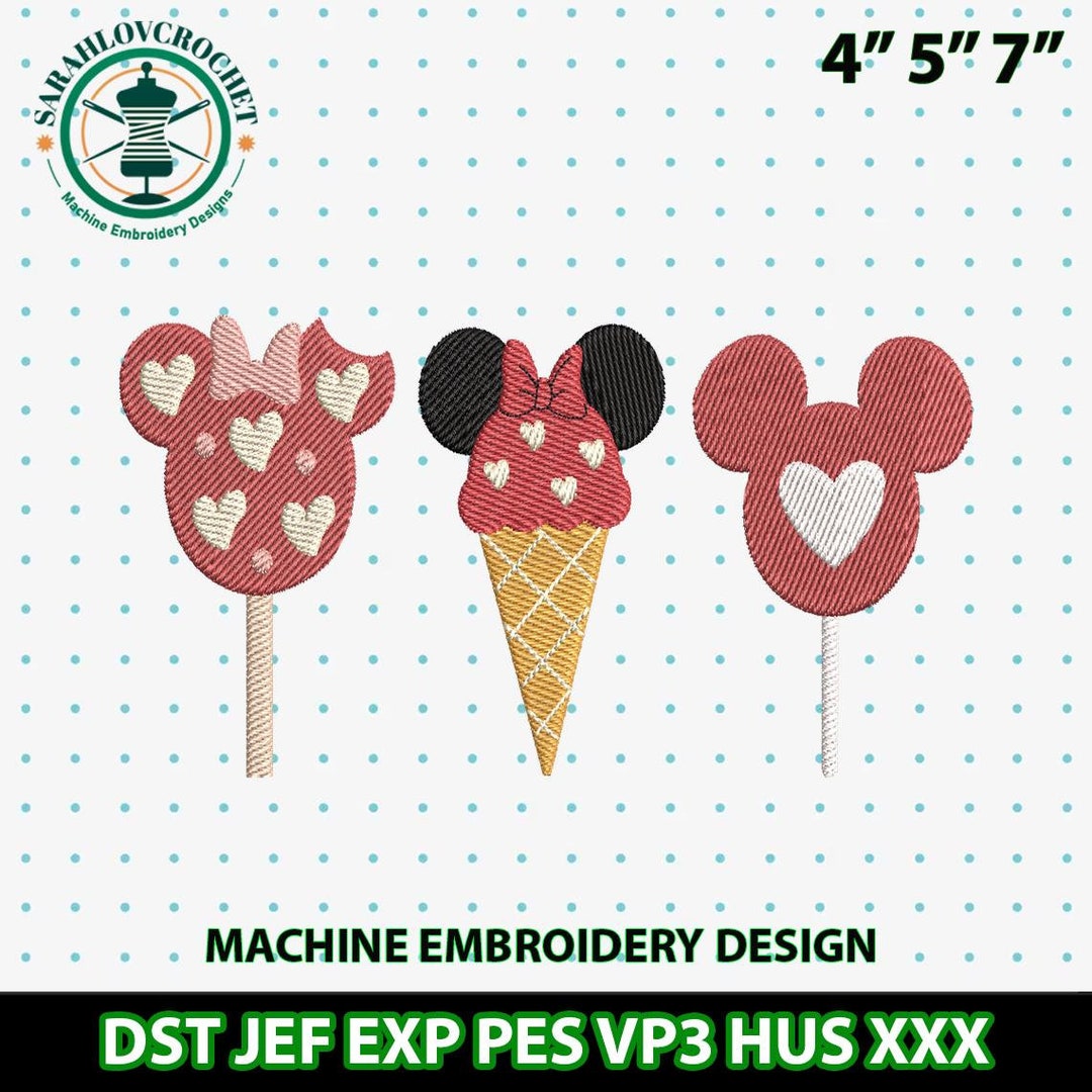 Love Mouse Heart Embroidery Design, Valentine Mouse Head Embroidery ...