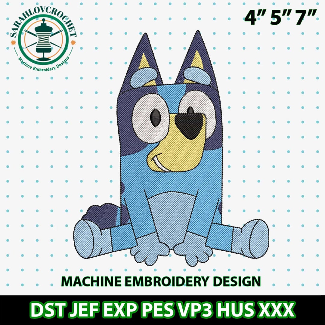 Cute Blue Dog Embroidery Design, Cute Baby Dog Embroidery 3 Size, Blue ...