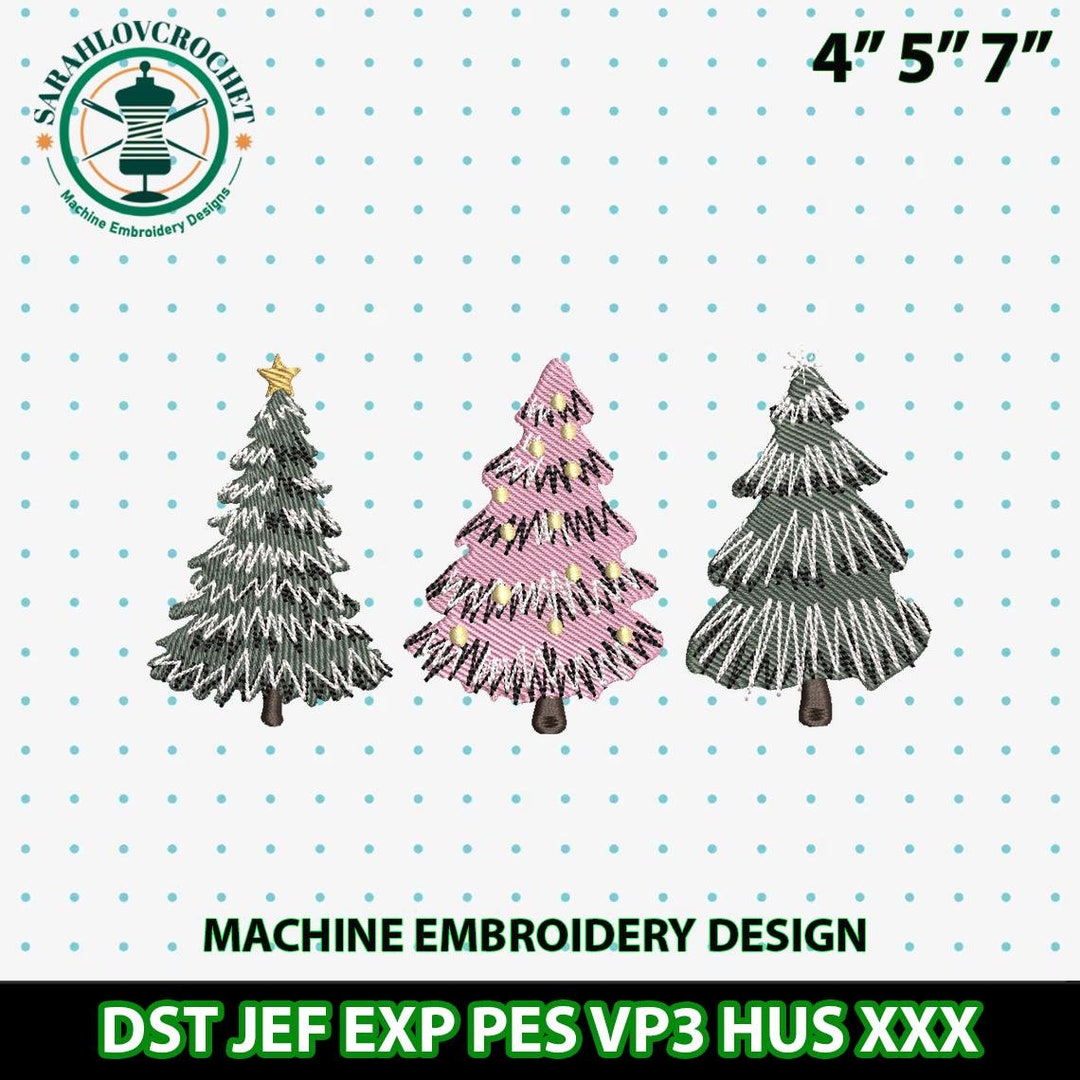Retro Christmas Tree Embroidery Machine Design, Merry Christmas 2023 ...