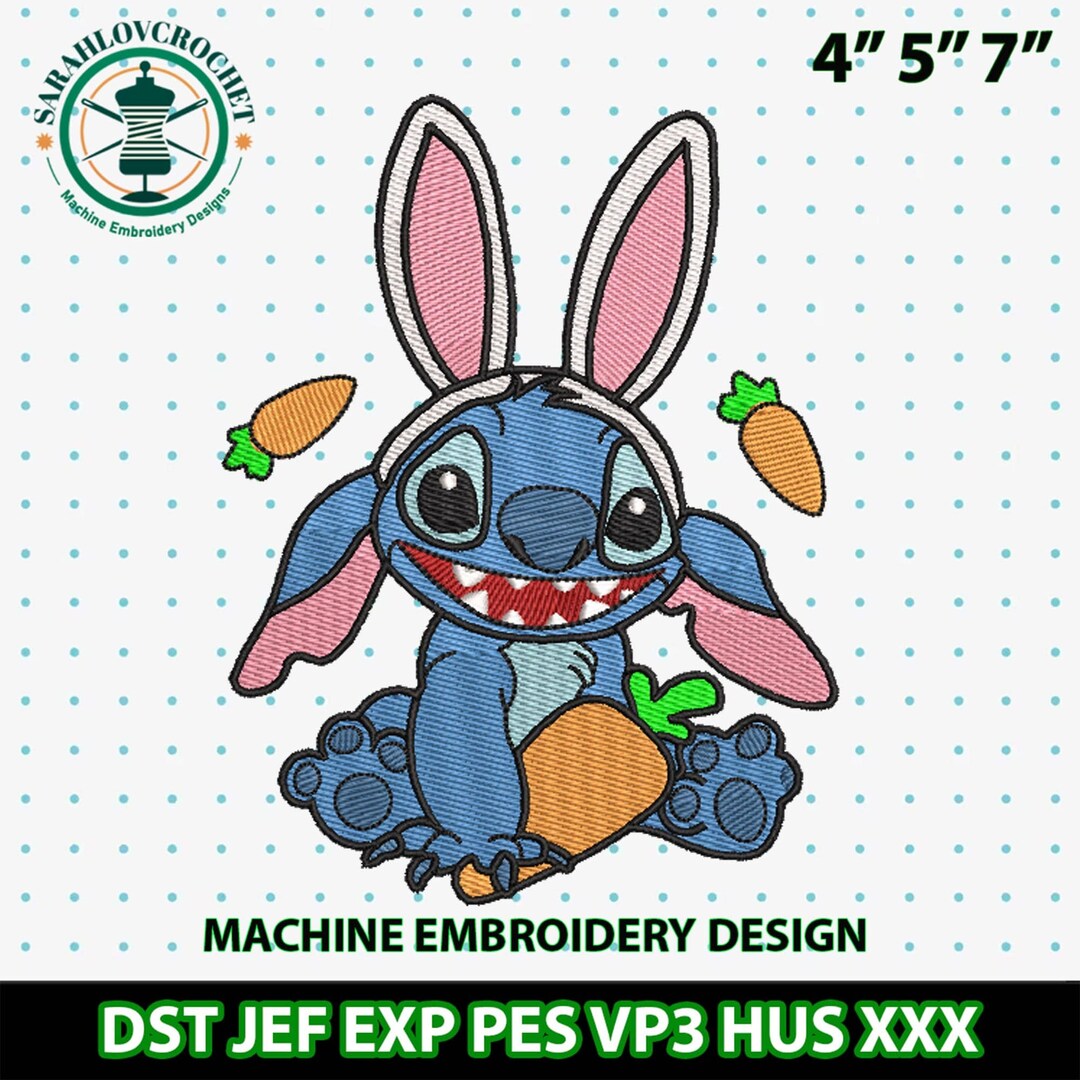 Blue Monster Bunny Peeps Embroidery Design, Easter Day Cartoon Movie ...