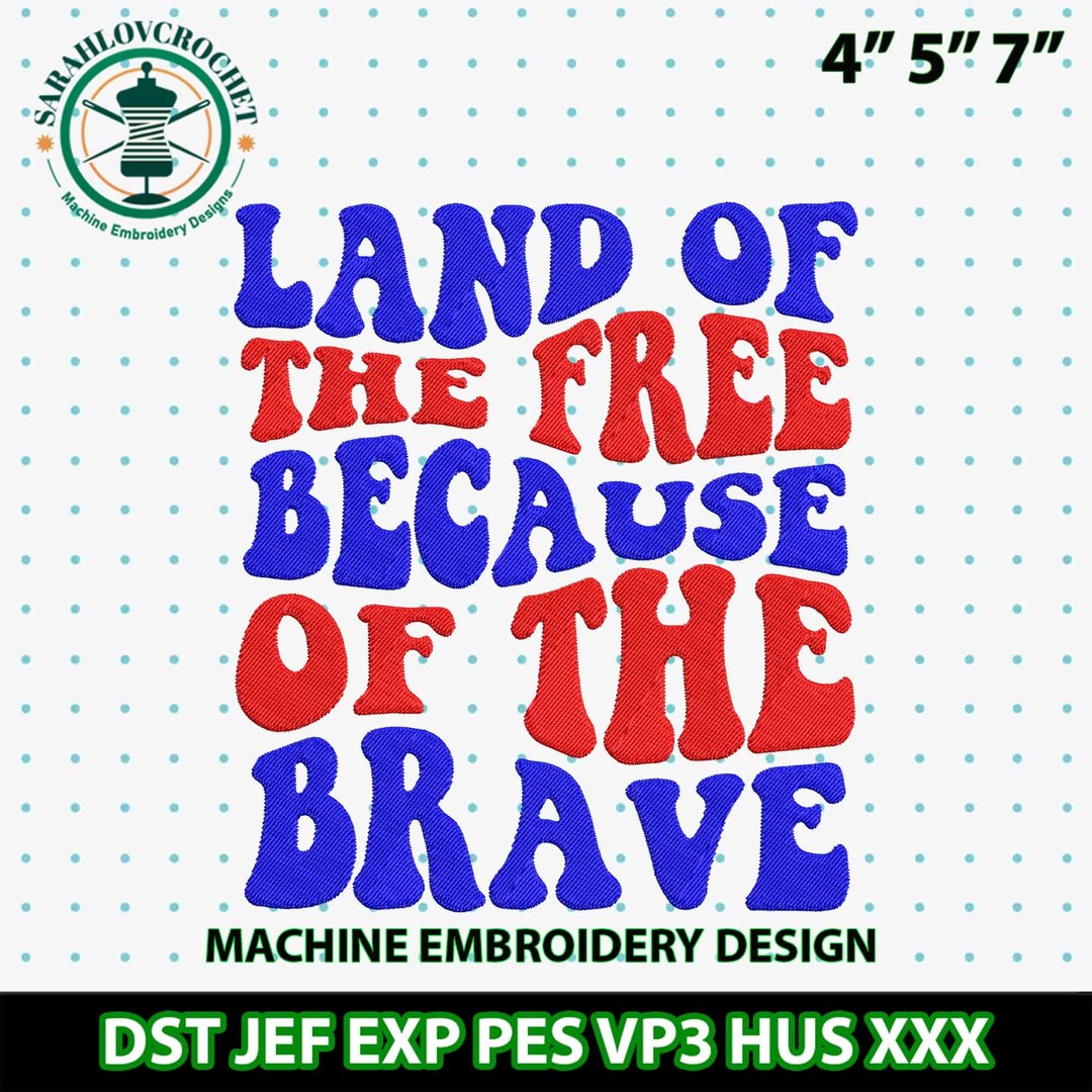 America Embroidery Design, Land of the Free Embroidery Design ...