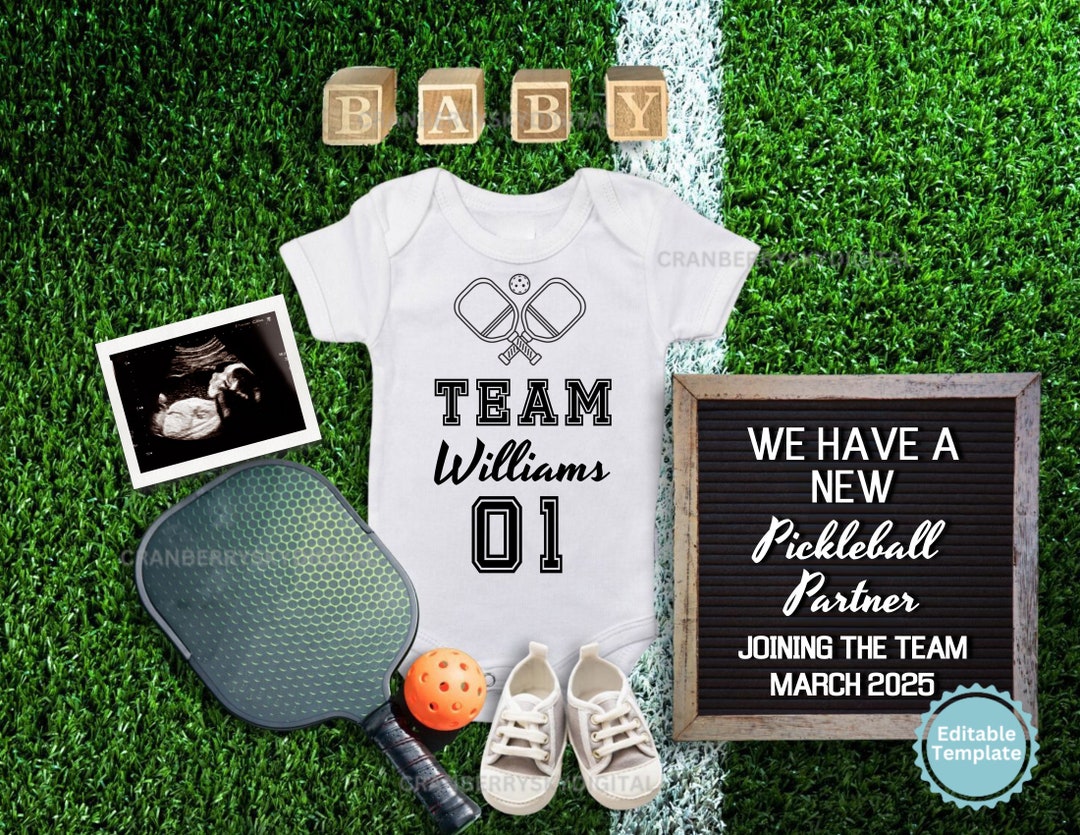 Pickleball Baby Announcement Digital Pickleball Pregnancy Reveal Social ...