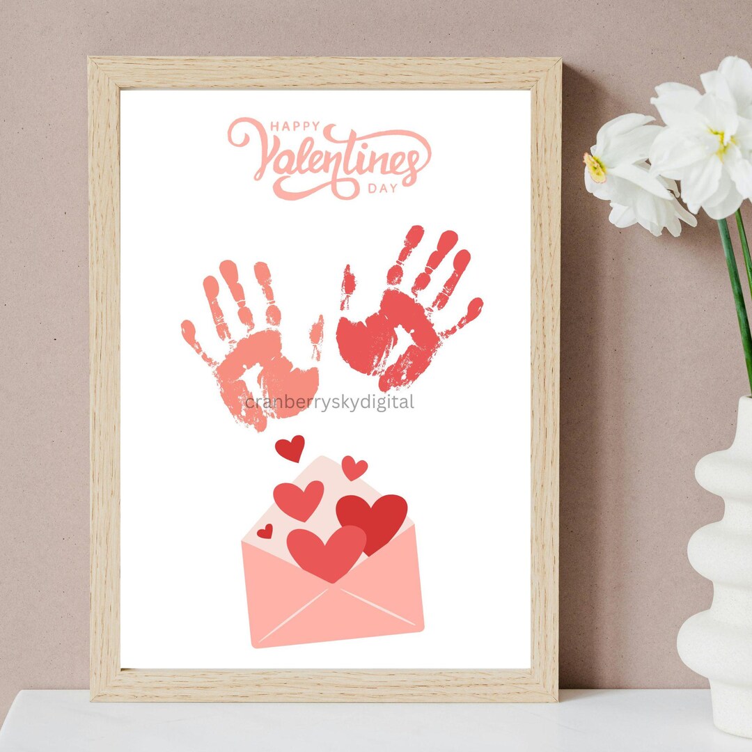 Valentine's Day Handprint Craft, Preschool Heart Art for Kids Baby ...
