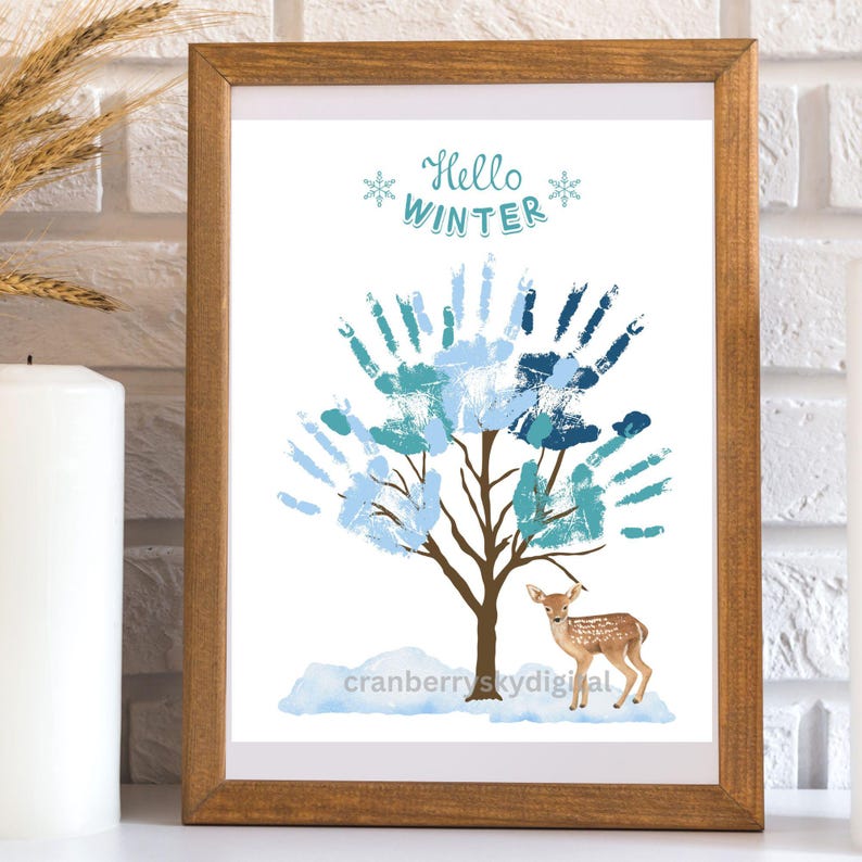 Winter Handprint Craft, Snowflake Tree Preschool Art for Kids Baby ...