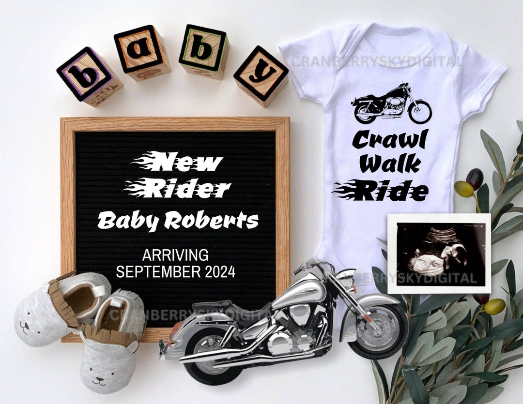 Digital Biker Baby Announcement,biker Pregnancy Announcement ...