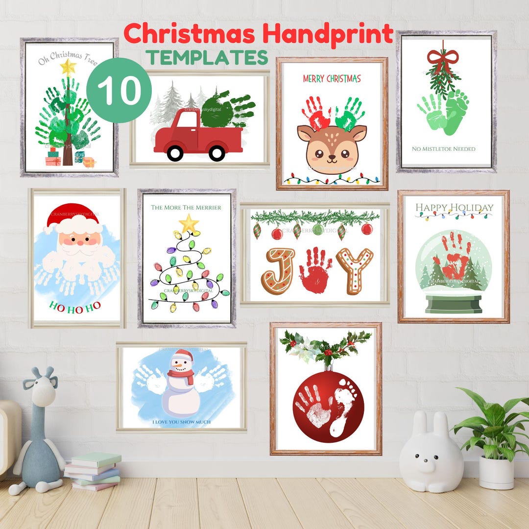 Christmas Handprint Art Bundle, Holiday Keepsake for Baby Toddlers ...