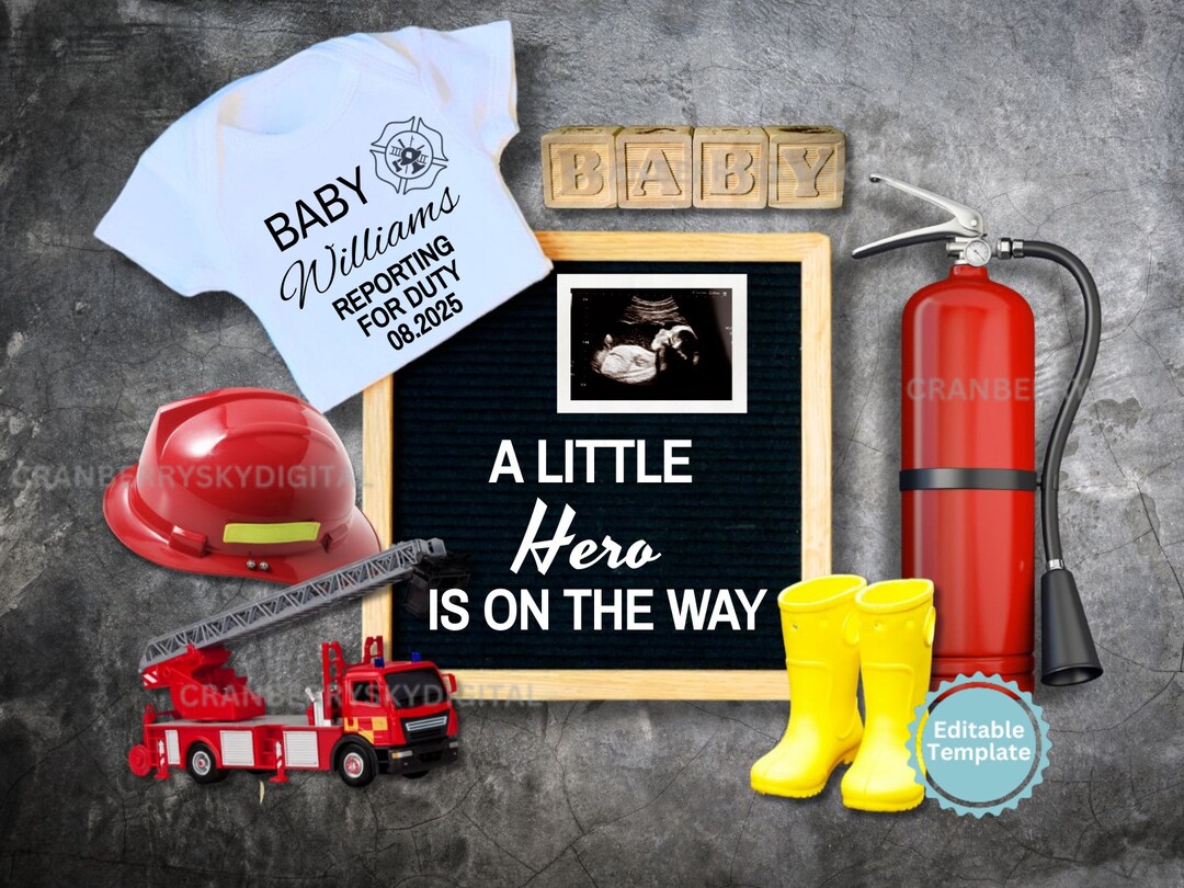 Firefighter Baby Announcement Digital Firefighter Pregnancy ...