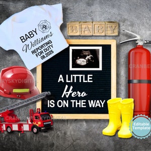 Firefighter Baby Announcement Digital Firefighter Pregnancy ...