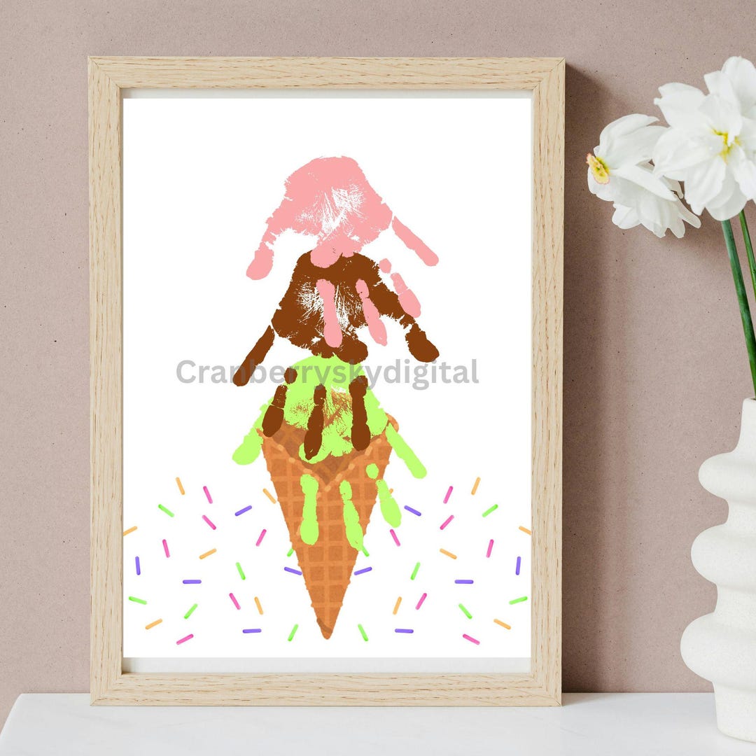 Ice Cream Cone Handprint Art, Preschool Kids Toddler Baby Summer Craft ...