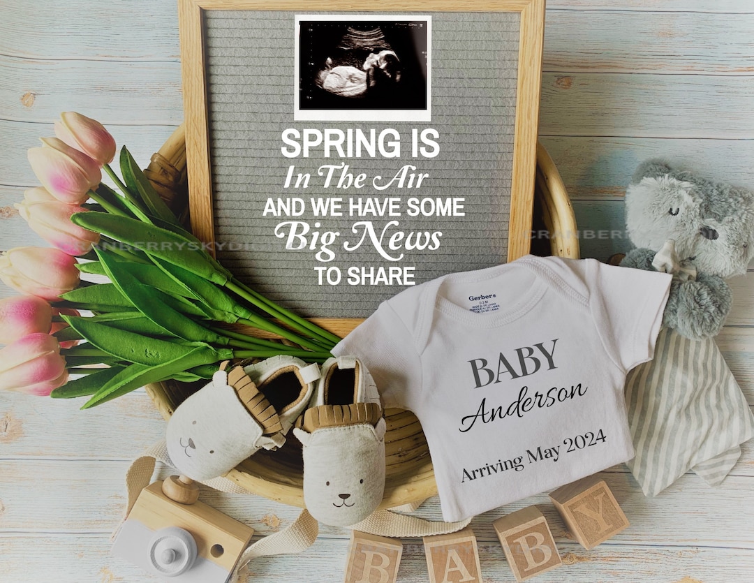 Spring Easter Baby Announcement Tulips Baby Reveal Social Media Spring ...