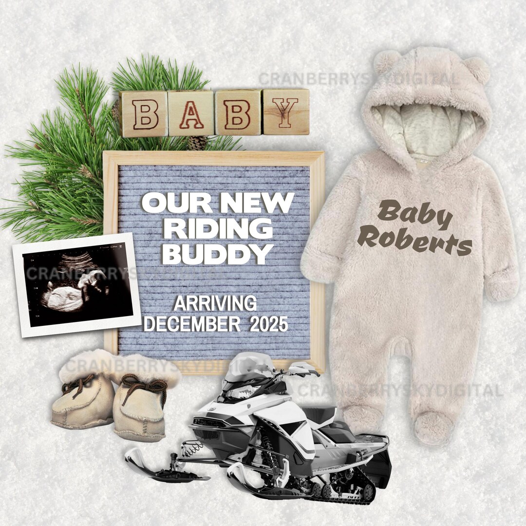Snowmobile Baby Announcement Digital Snowmobile Pregnancy Announcement ...