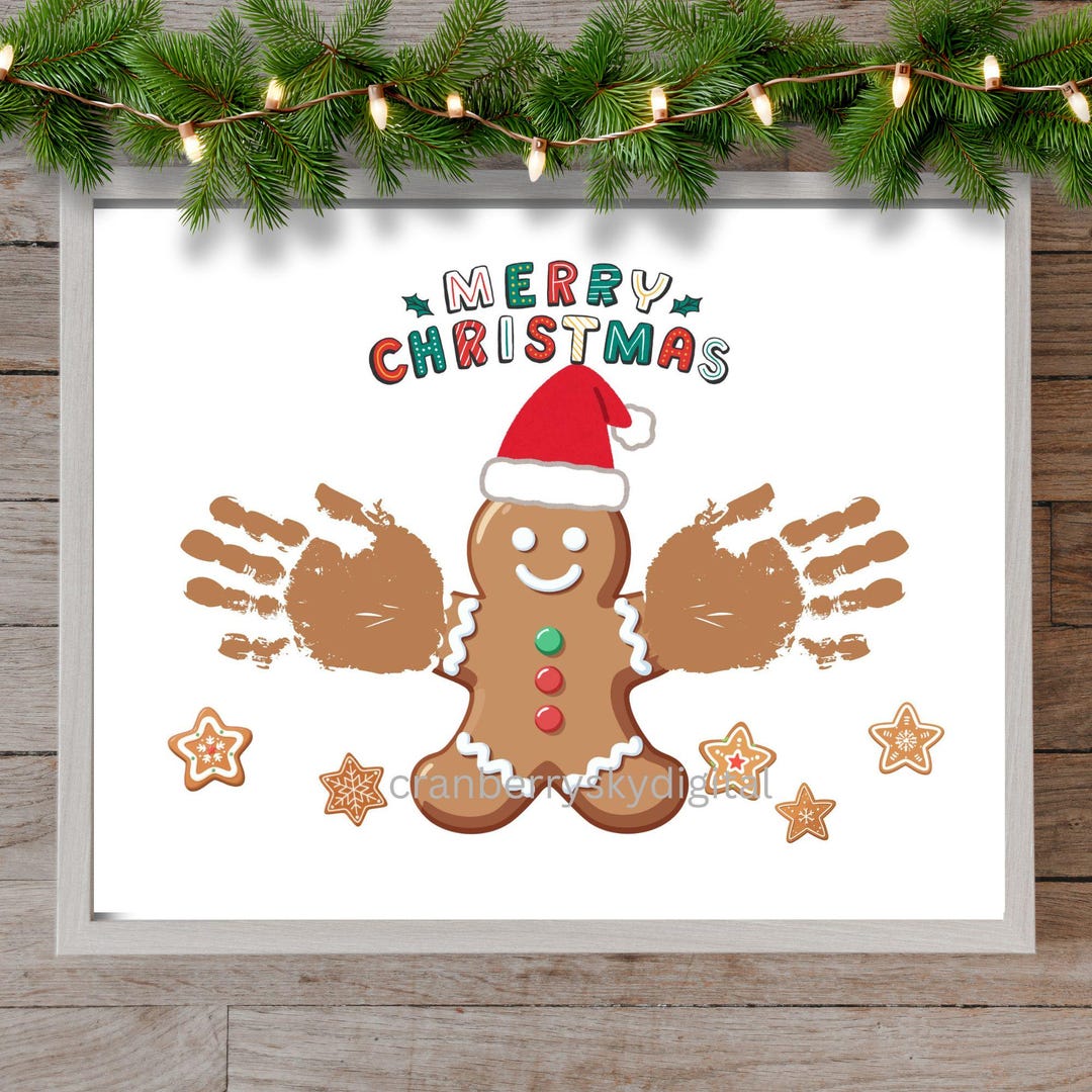 Christmas Handprint Craft, Xmas Gingerbread Man Preschool Art for Kids ...