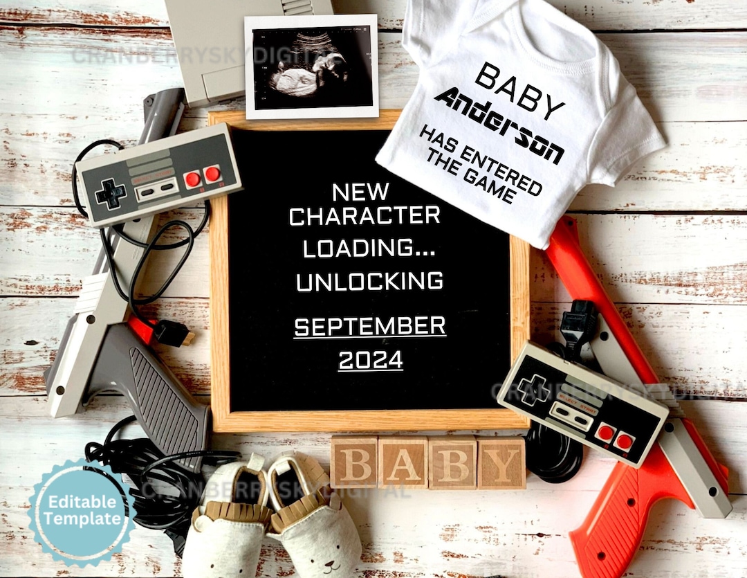 Video Game Player Pregnancy Announcement Digital Retro Video Game Baby ...
