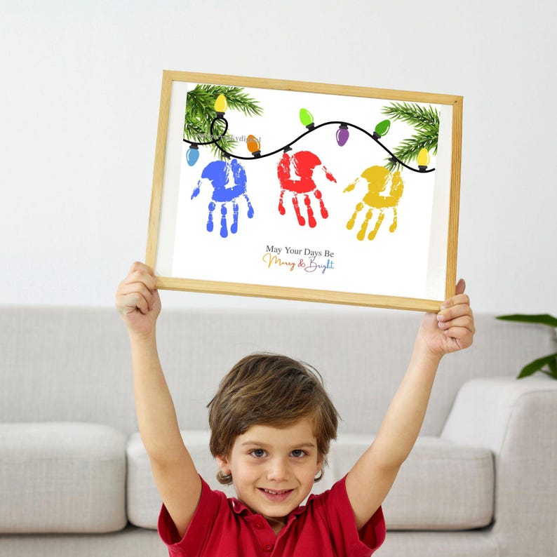 Christmas Handprint Craft, Xmas Lights Preschool Art for Kids Baby ...