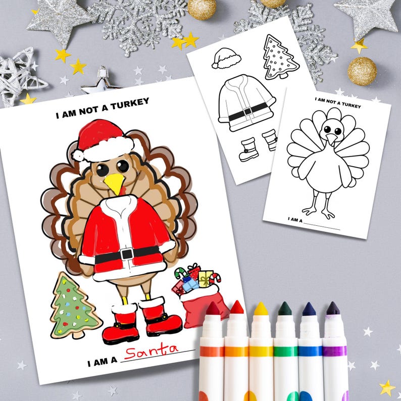 Santa Printable Disguise A Turkey Template, Thanksgiving School Craft ...