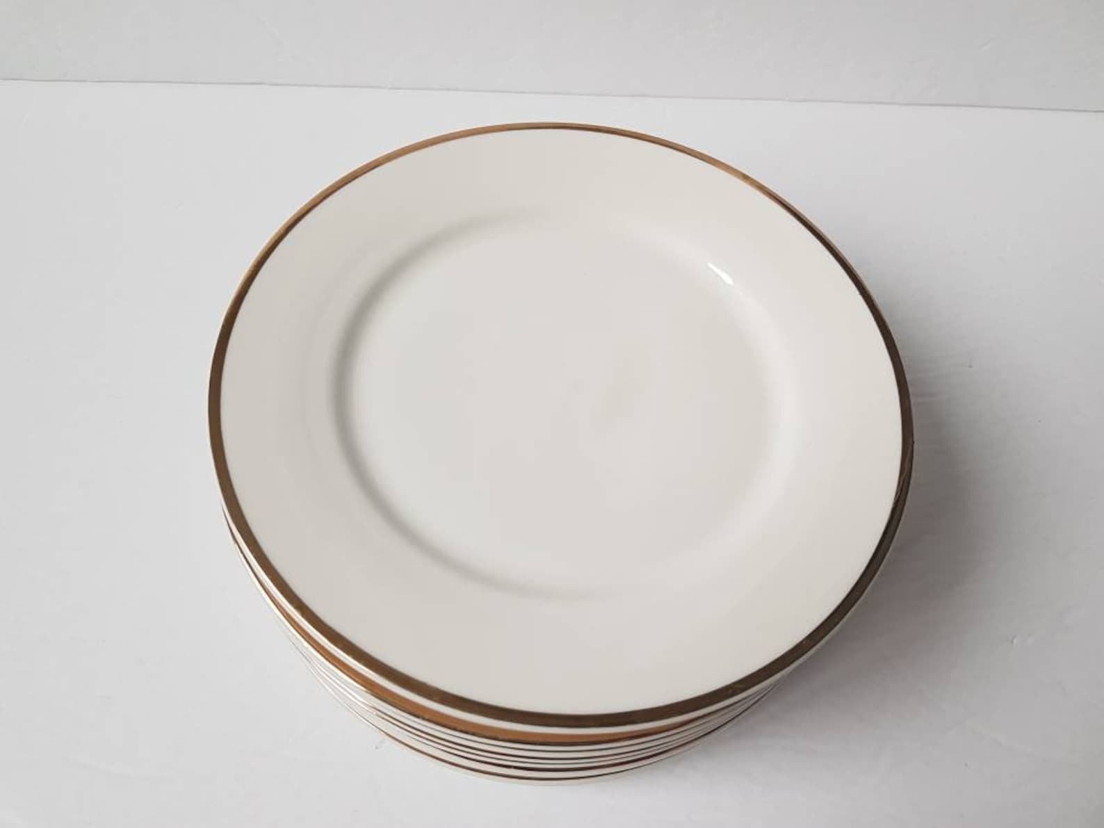 White With Gold Trim Porcelain Salad / Side Plates - Etsy Canada