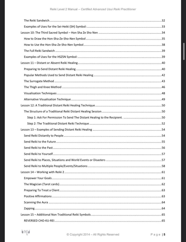 Reiki Course Level 2 Reiki Course Manuals for Intermediate - Etsy