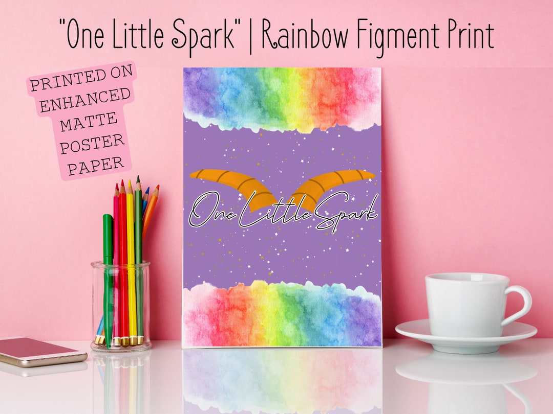 One Little Spark Rainbow Figment Dragon Horns Print | Subtle Disney Art ...