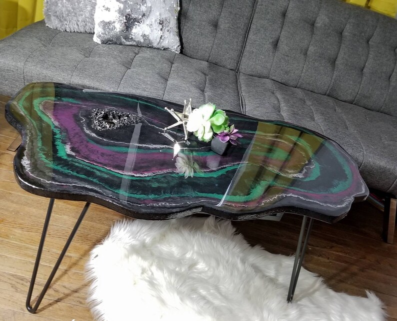 Modern Geode Table Resin Epoxy Side End Coffee Commission | Etsy