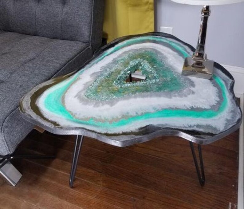 Geode Table Resin Epoxy Side End Coffee Commission - Etsy