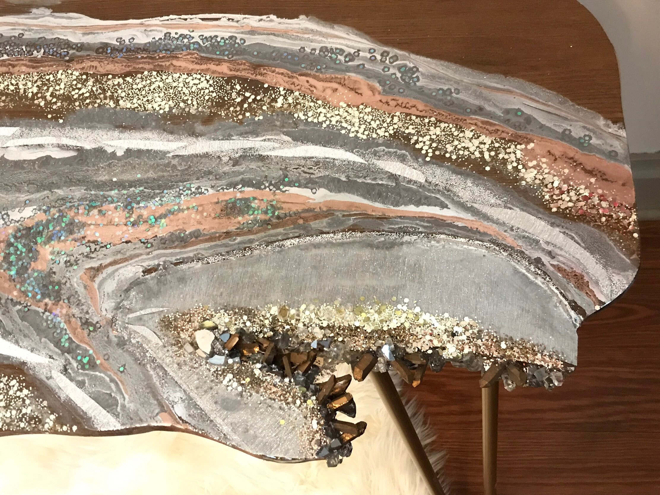 Geode Console Table Resin Epoxy Metal Commission Side End | Etsy