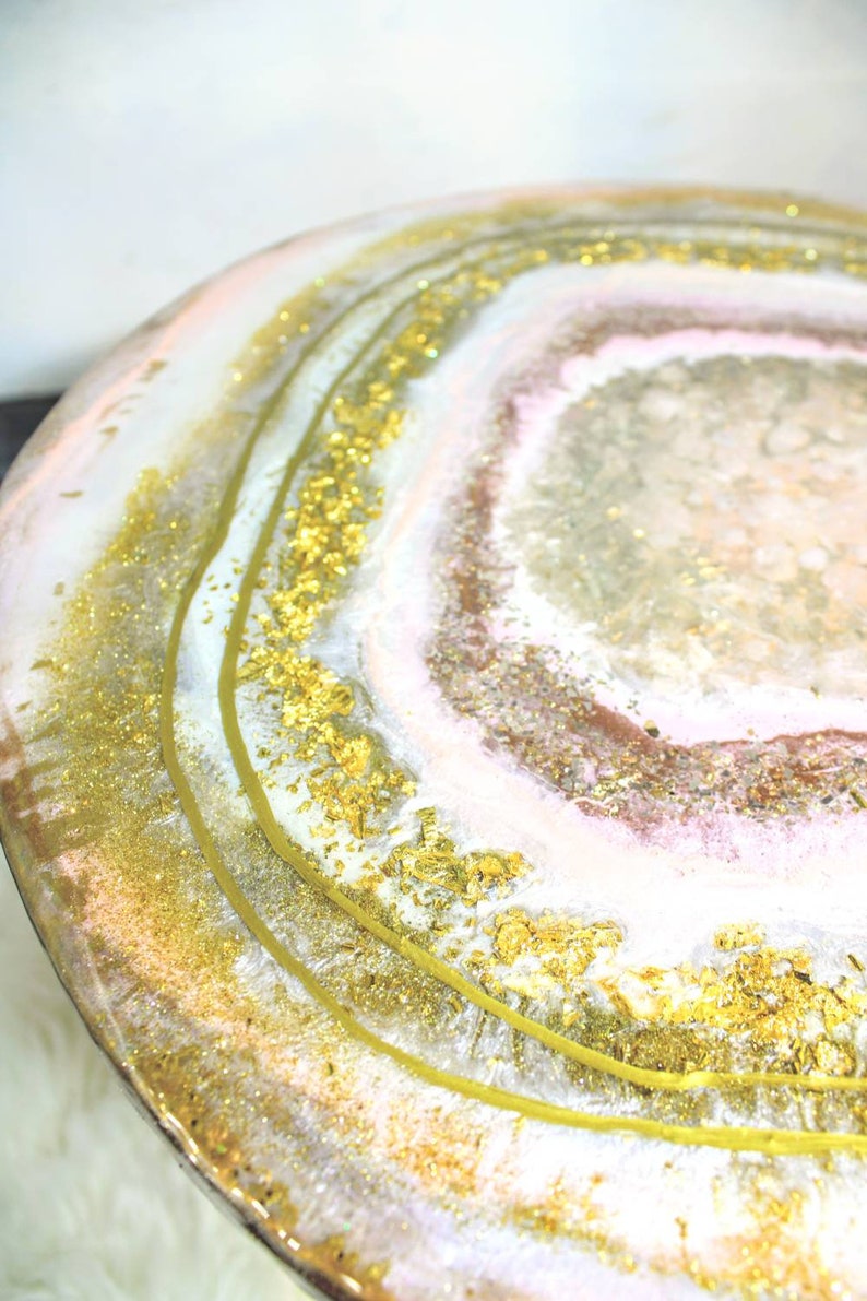 Geode Table Resin Epoxy Round Side End Coffee Commission Any - Etsy