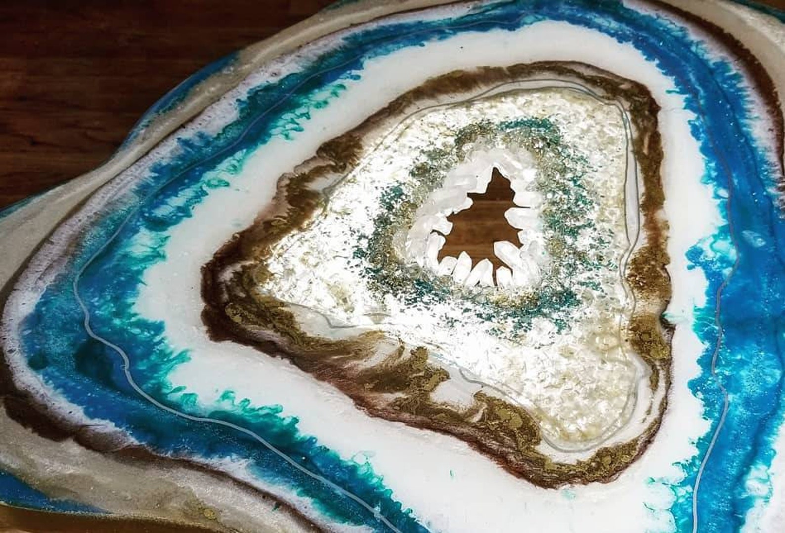 Modern Geode Table Resin Epoxy Side End Coffee Commission | Etsy