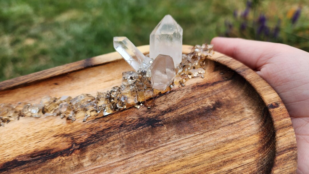 Acacia Tray Dish Crystal Quartz Unique Gift Wedding Healing Crystals ...