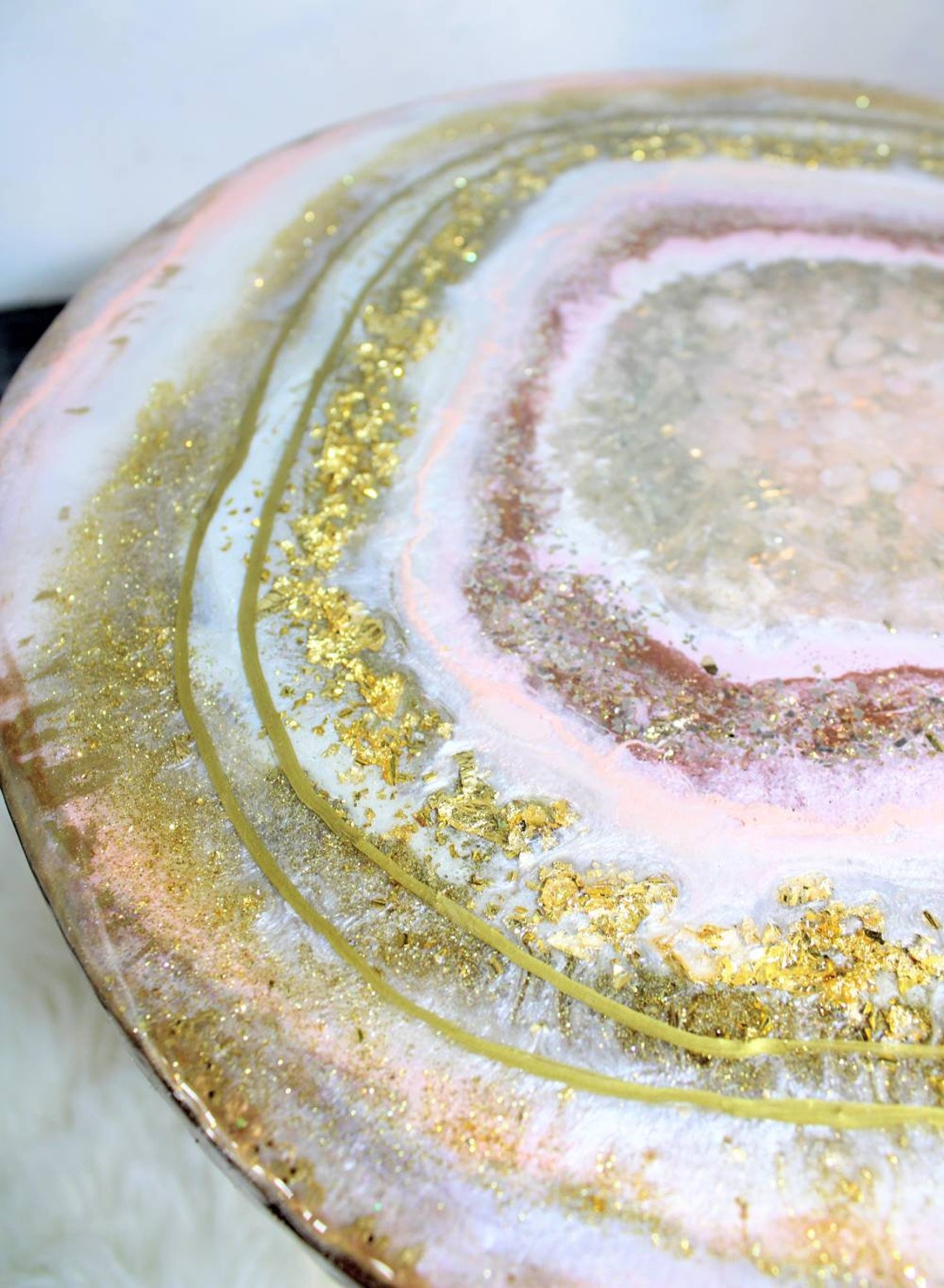 Geode Table Resin Epoxy Round Side End Coffee Commission Any - Etsy