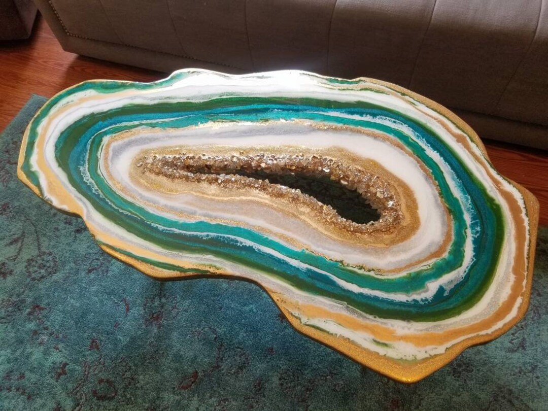 Modern Geode Table Resin Epoxy Side End Coffee Commission Large ...