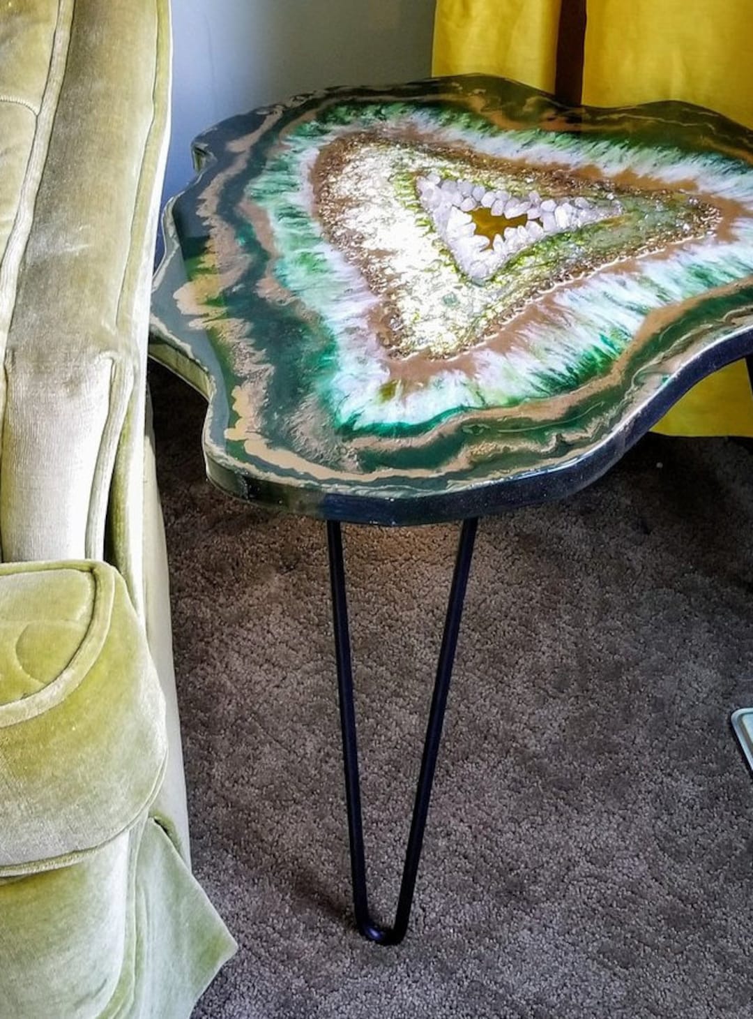 Geode Table Resin Epoxy Side End Coffee Commission Personalized Decor ...