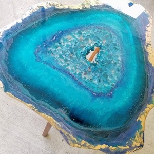 Geode Table Custom Made Art Slice Resin Epoxy Living Room Decor Unique ...