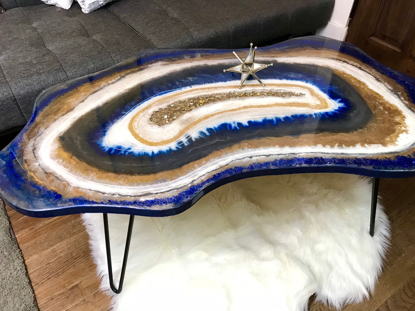 Modern Geode Table Resin Epoxy Side End Coffee Commission | Etsy