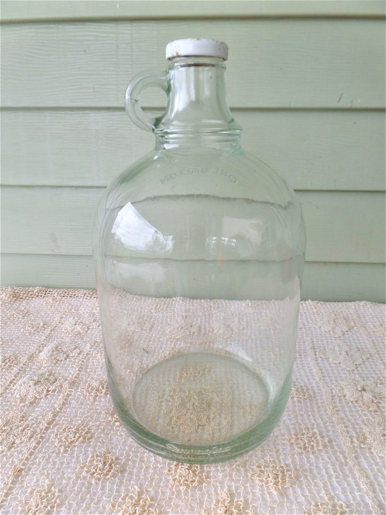 Vintage Large Glass One Gallon Duraglas Jug With Finger Etsy