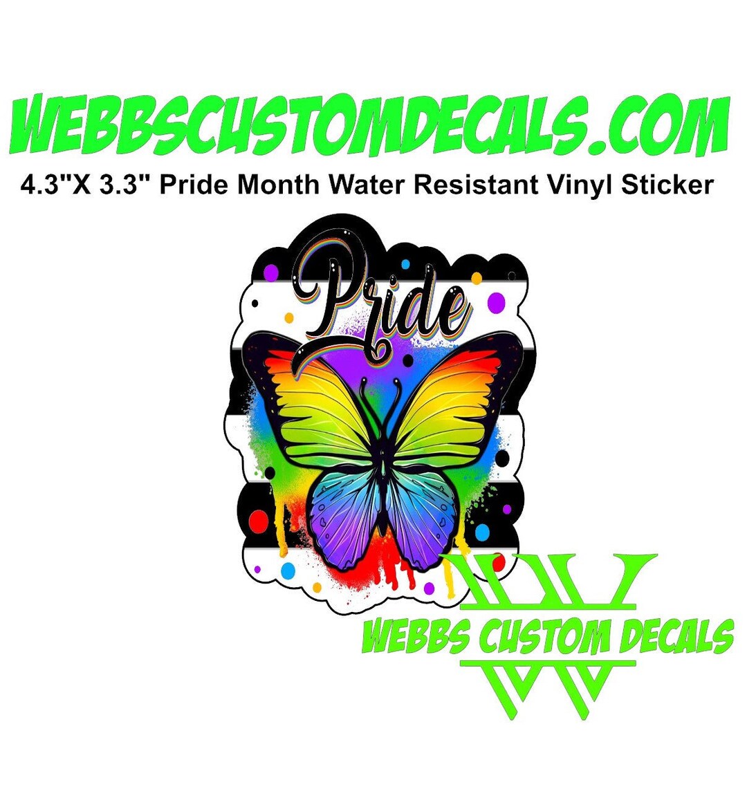 Pride Butterfly Vinyl Sticker Rainbow Colors on Black & White Pride ...