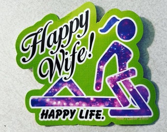 Happy Wife Happy Life Vinyl Car Decal Wife Car Decal - Etsy