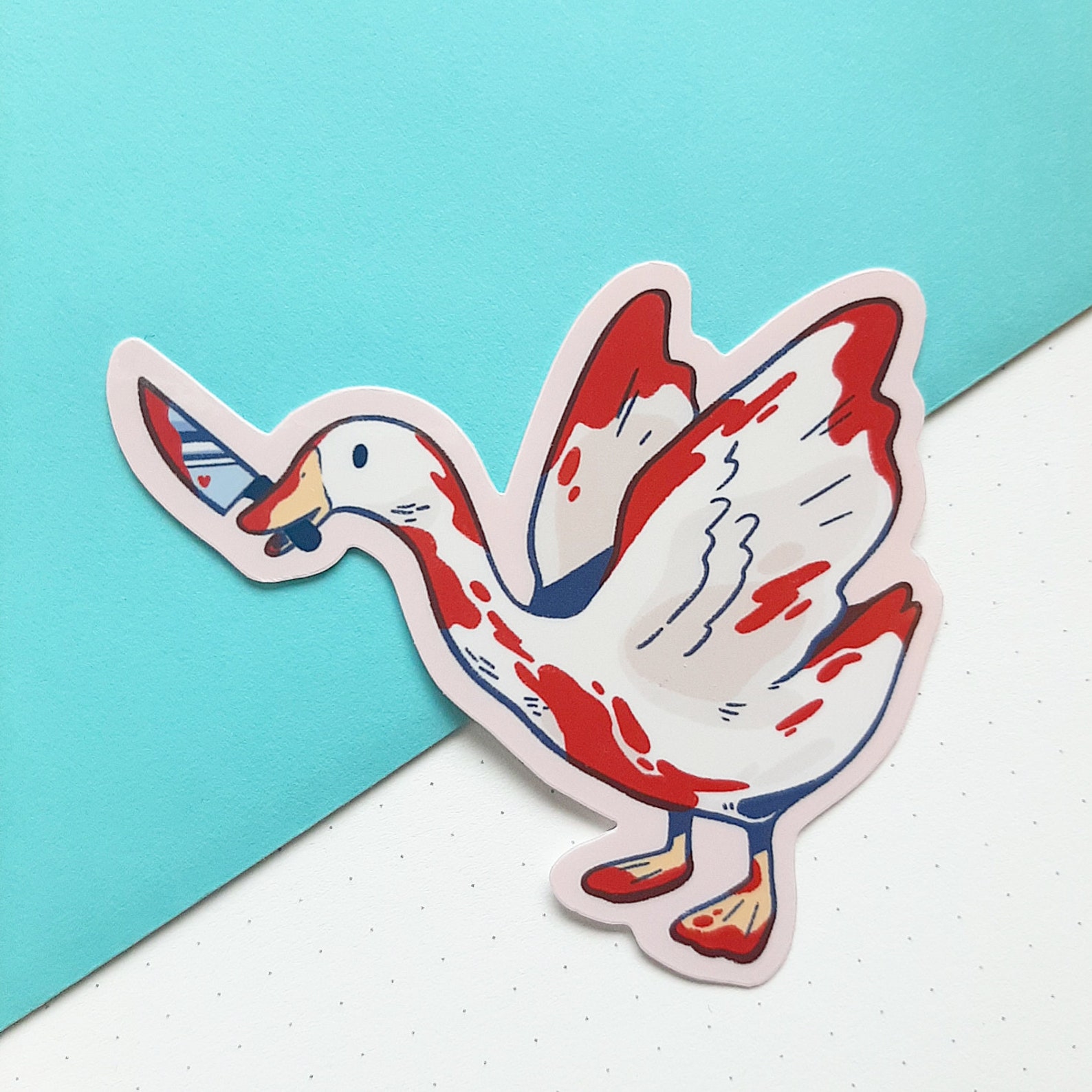 Goose Sticker, Cute Gore Sticker, Birds With Knife, Silly Goose Artwork ...