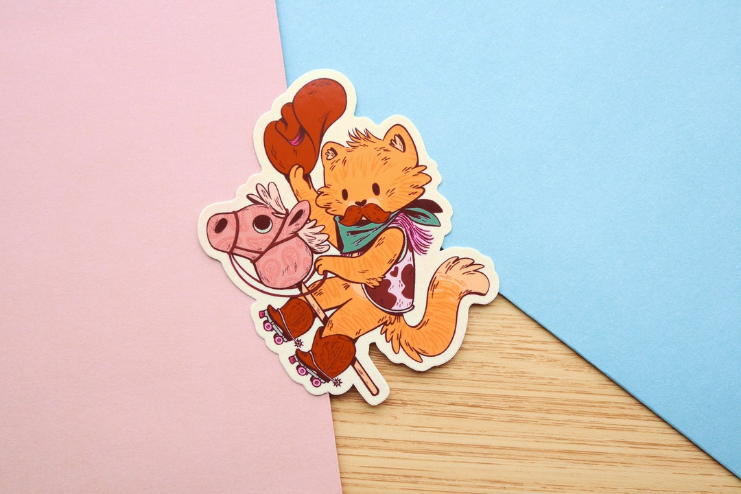 Roller Skate Sticker, Cowboy Cat Sticker, Cowboy Kitty, Roller Derby ...