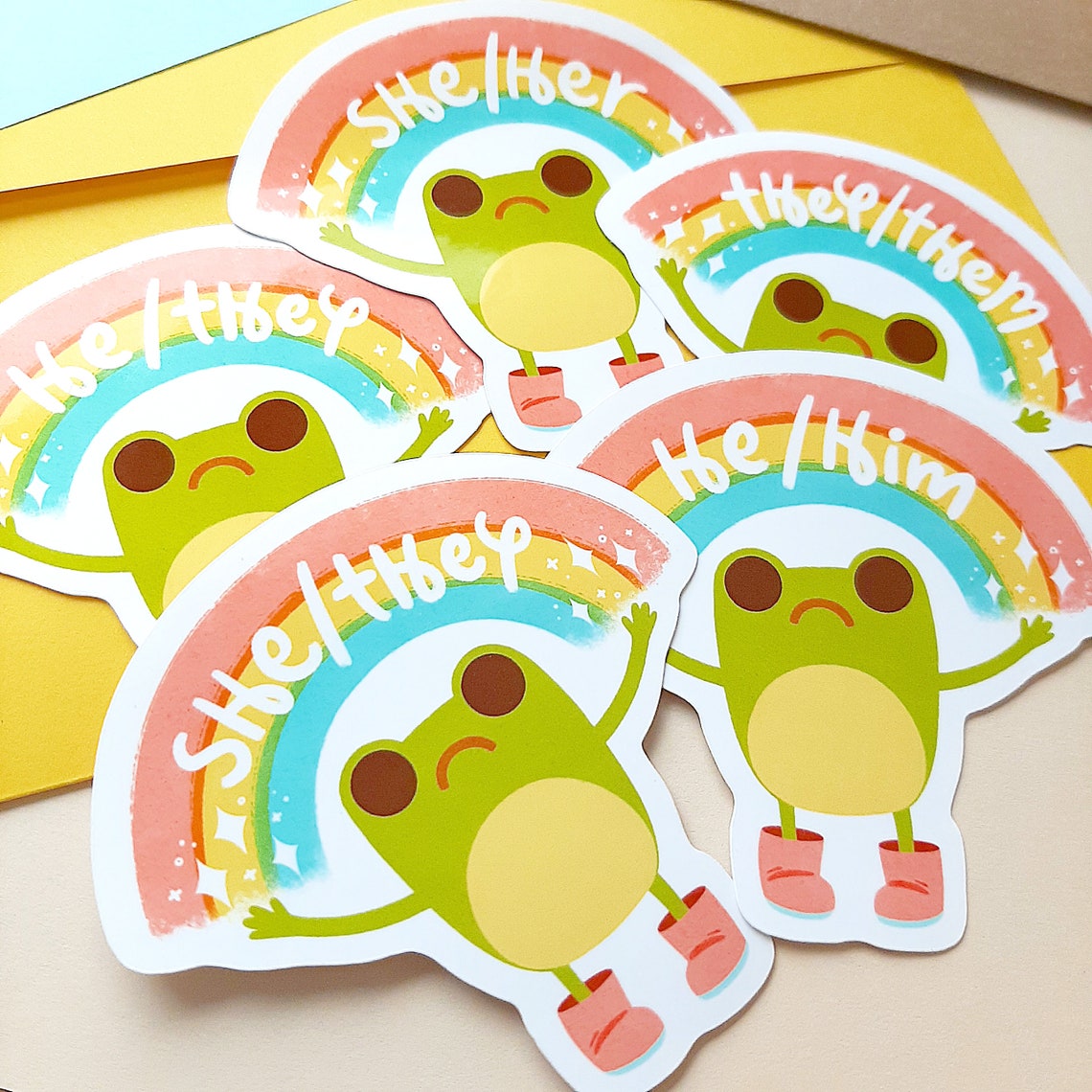 Pronoun Stickers Inclusivity Sticker Froggy Sticker Non | Etsy
