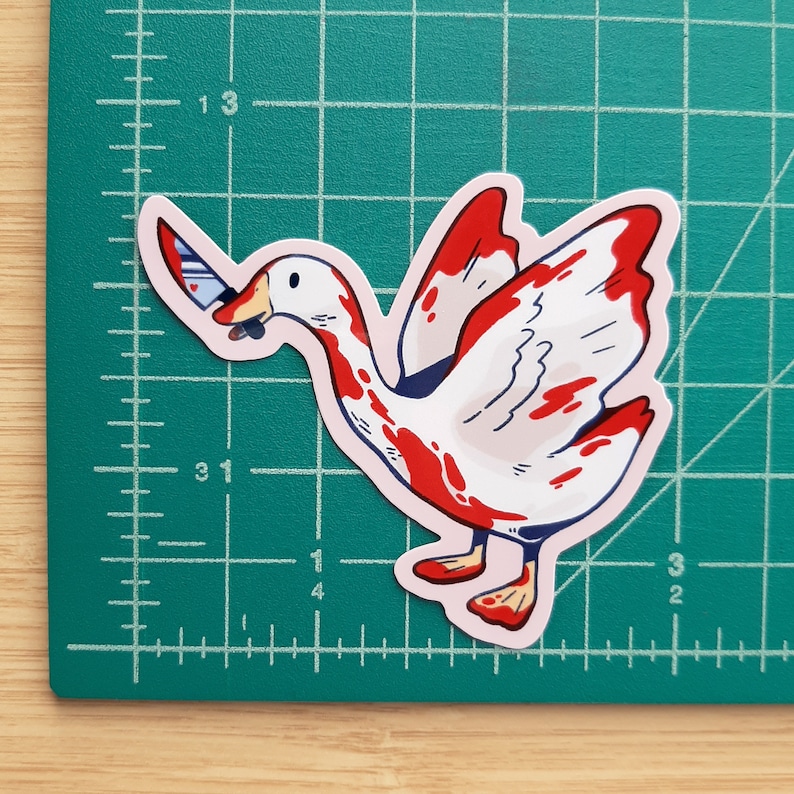 Goose Sticker, Cute Gore Sticker, Birds With Knife, Silly Goose Artwork ...