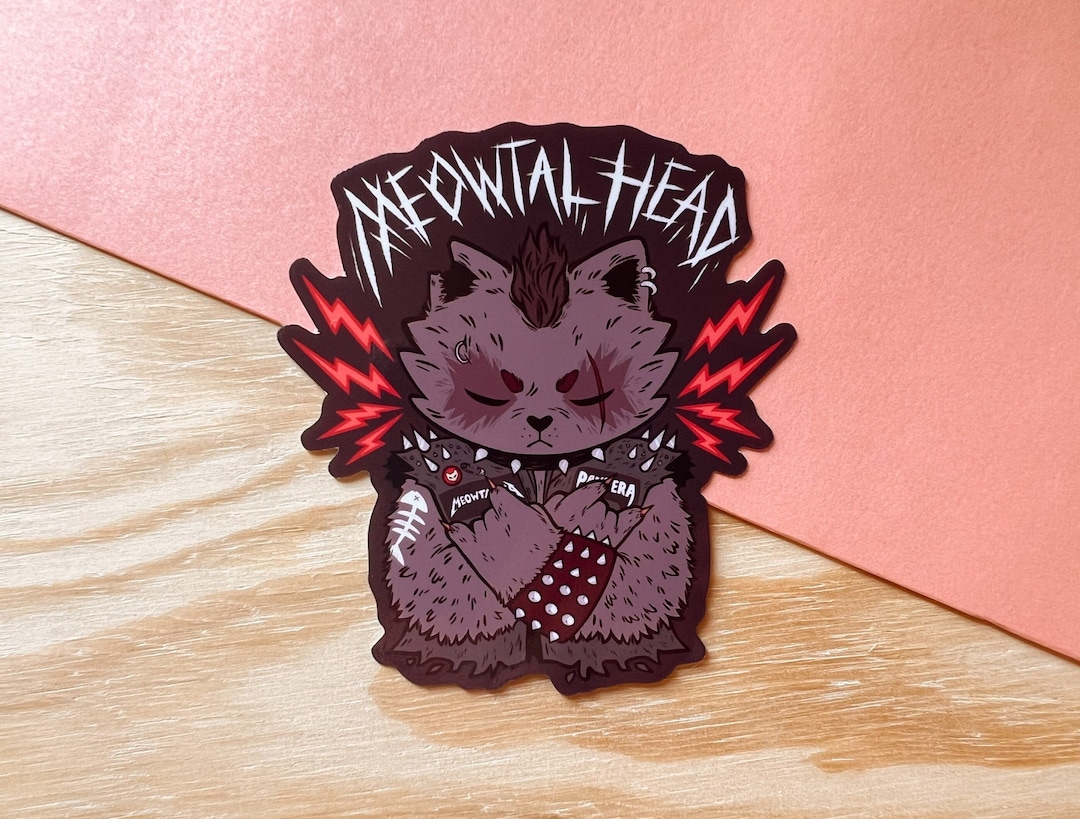 Metal Head Stickers, Heavy Metal Cat, Meowtallica, Punk Cat, Metal Core ...